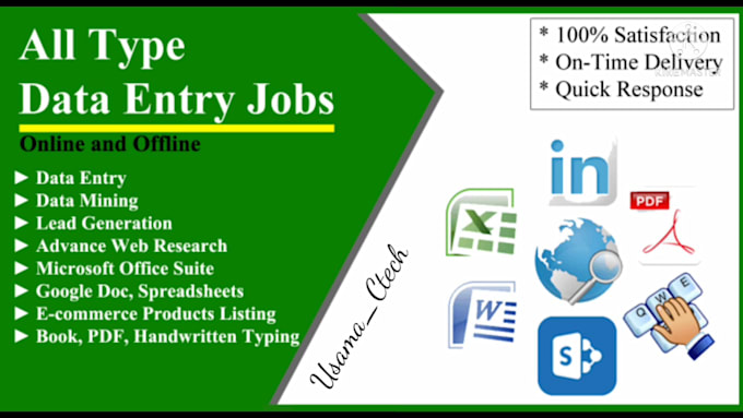 Data entry,logo design, video editing, data conversion, picture editing ...