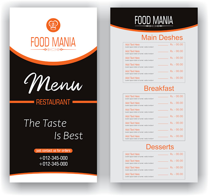 Create a best 3 type of menu cards by Usamadesigner8 | Fiverr