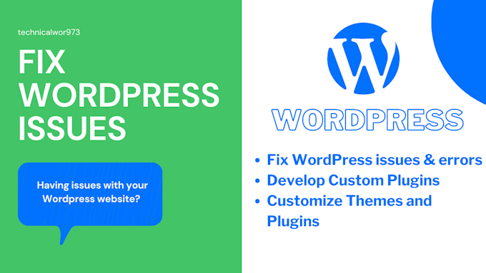 Fix wordpress website issues and errors by Technicalwor973 | Fiverr