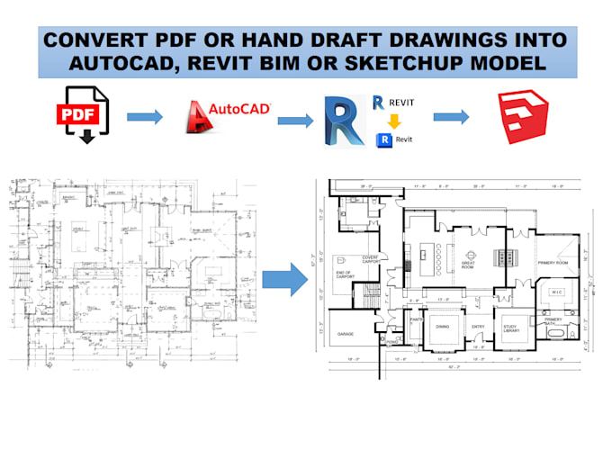 Convert, redraw, floor plan 2d, 3d, model and drawings in autocad or revit by Ahmad_arch_work ...