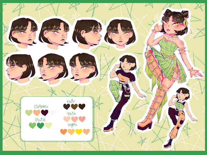 Draw your character sheet for you by Rogueshelio | Fiverr