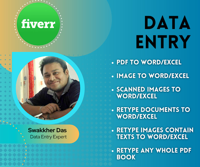 Do fast data entry typing job, pdf to word excel, manual copy paste ...