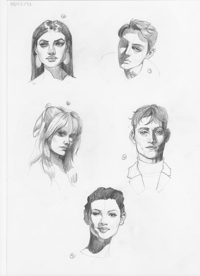 Draw semi realistic portraits in monochrome by Faillicya | Fiverr