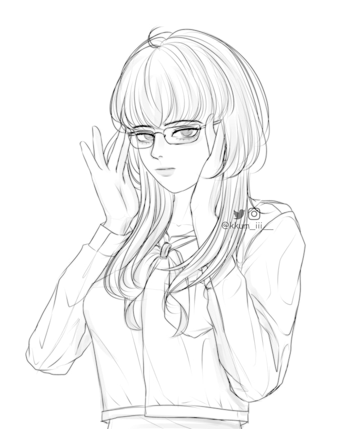 Draw your oc or fanart in my sketch anime artstyle by Illustration_ek ...