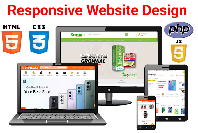 Create a responsive website in php, html css, javascript etc by Abhim ...