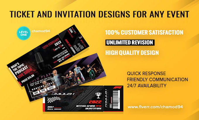 Design stunning tickets, invitations for any event by Chamod94 | Fiverr