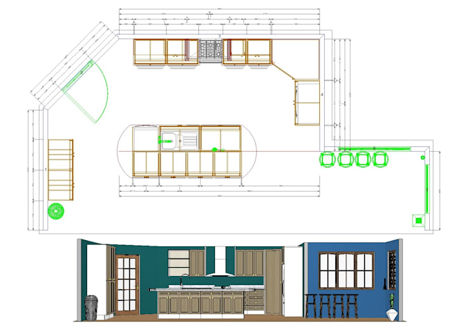 Do kitchen and bathroom design, 3d rendering via cabinet vision by ...