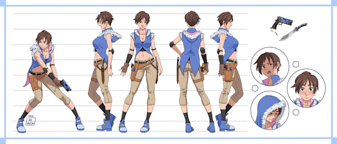 Make character design sheet turn around in anime style by Ioveen | Fiverr