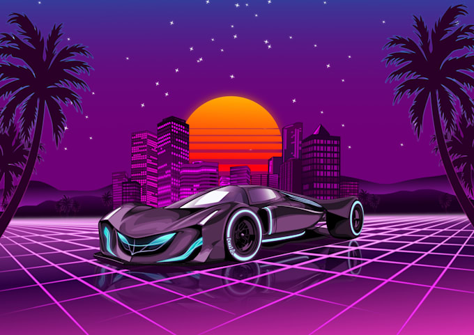 Draw your car into 80s, synthwave, retrowave, or neon style by Rin ...
