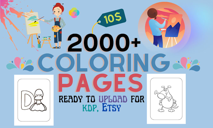 Create 2k coloring pages for kids by Umaimaqudsia | Fiverr