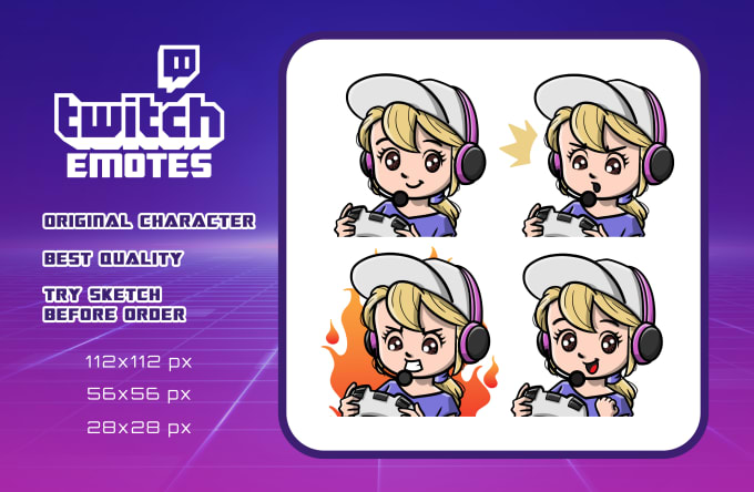 Create Custom Chibi Twitch Emotes Or Sub Badges Or Sticker By Hedri2705