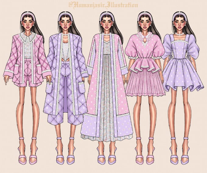 Draw fashion illustration, costume design, and also technical drawing ...