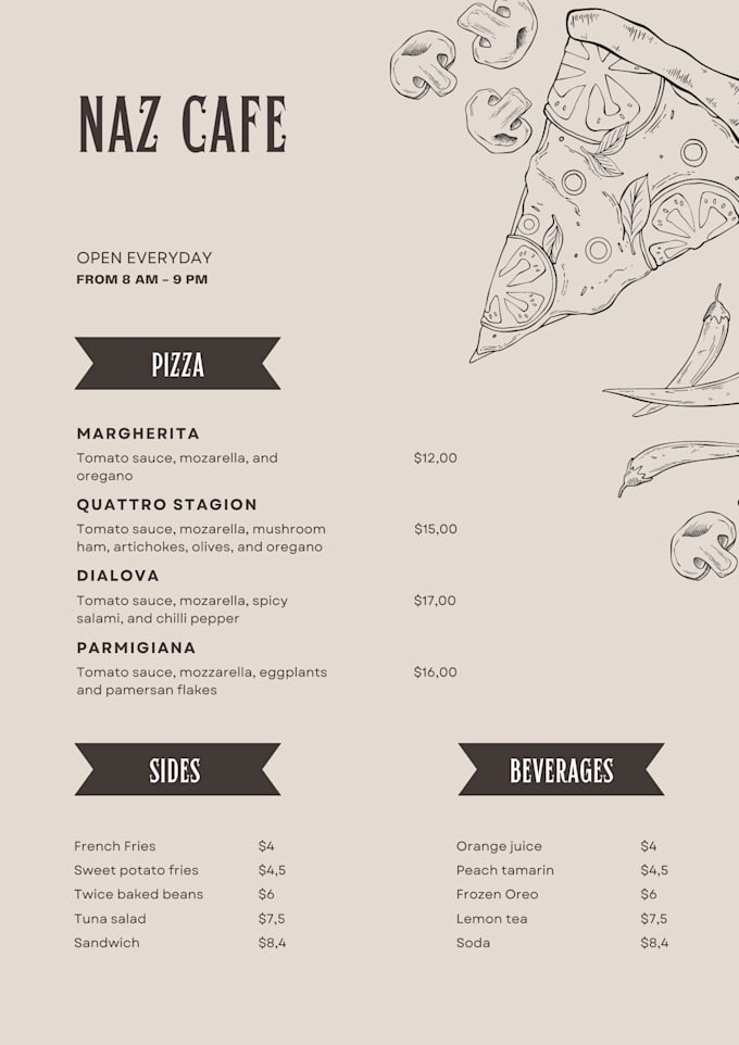 Design professional food menu, restaurant menu or price list by ...
