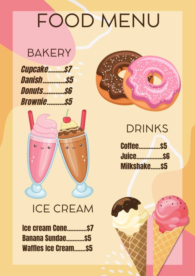 Design creative unique restaurant menu food menu by Sanakhalid05 | Fiverr