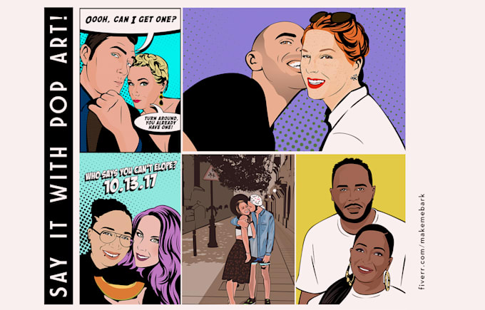 Disegna una coppia in stile pop art