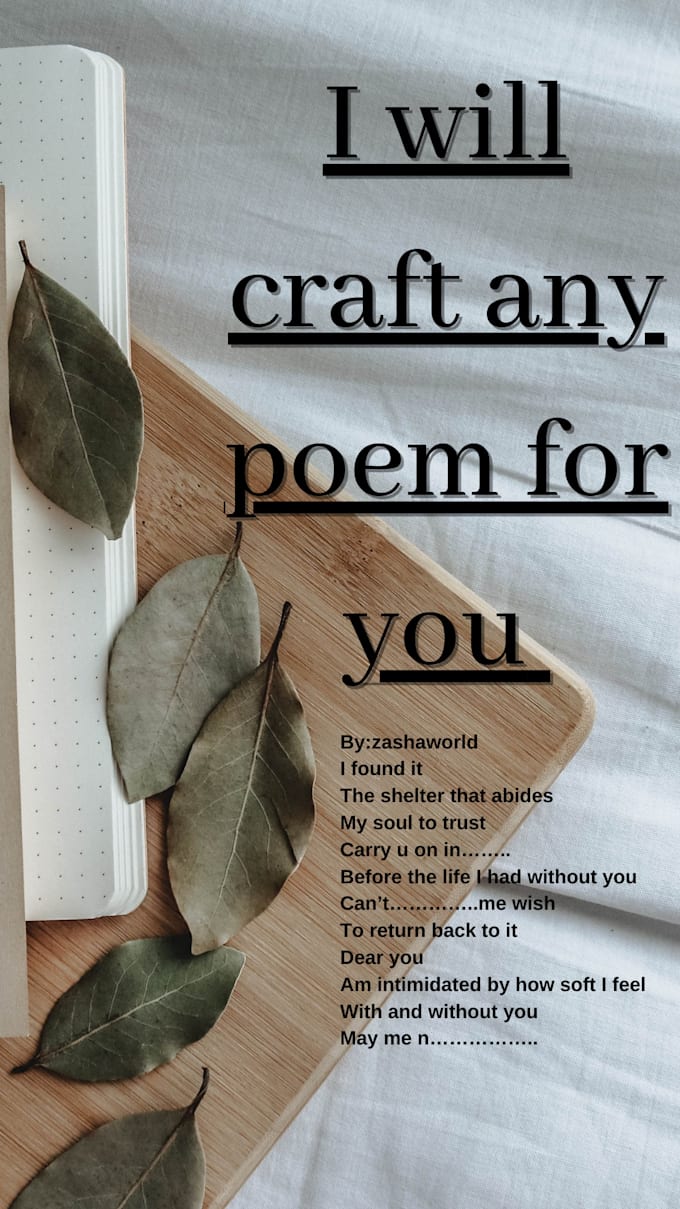 Illustrate and craft poems for you in any catagory by Zashabukenya | Fiverr