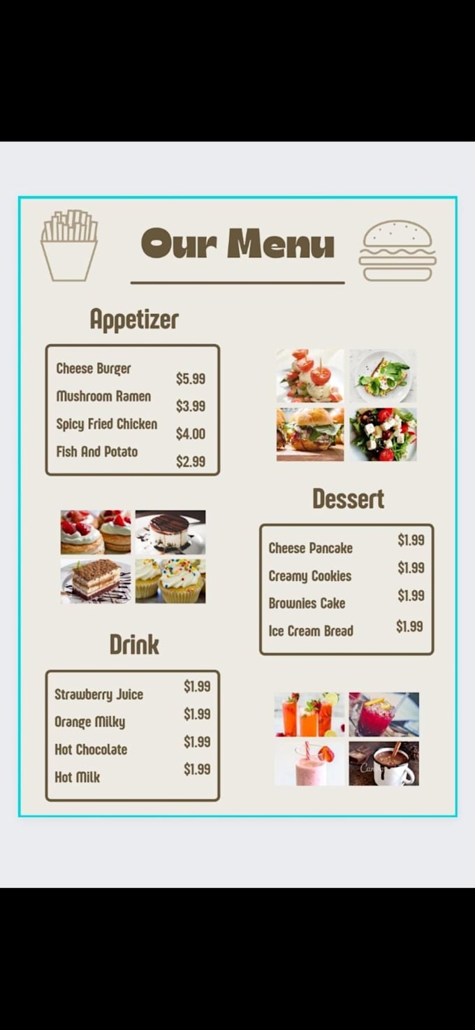Create professional restaurant menu designs by Waseem6411 | Fiverr