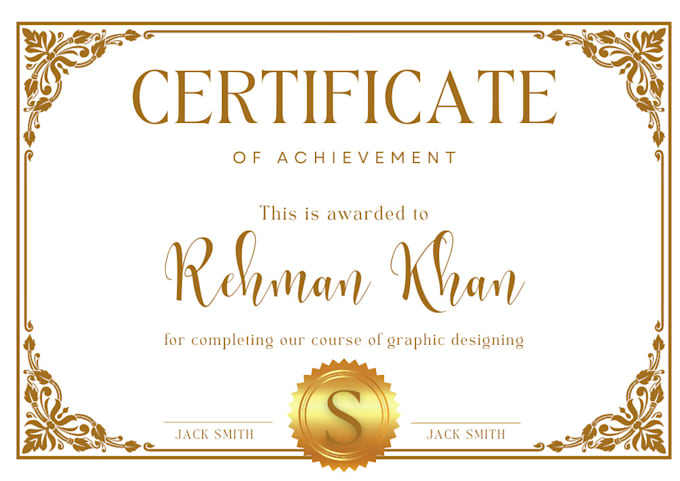 Design a premium quality certificate for you by Rehmankhan12 | Fiverr