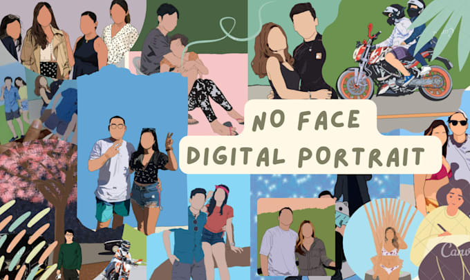 Make a no face portrait digital art by Dhayelee | Fiverr