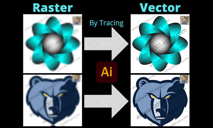 Do, convert raster to vector, trace, vectorize, redraw logo,image in illustrator by Ashwini006 ...