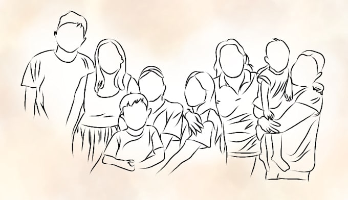 Draw your group photo into vector line art by Amlitz611 | Fiverr