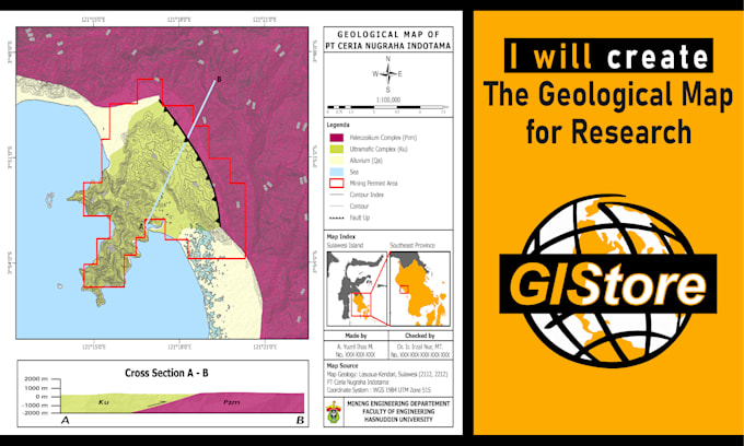 Create the geological map for research by Gistore | Fiverr
