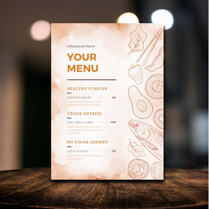 Create a new and custom menu design by Alphagraphicsus | Fiverr