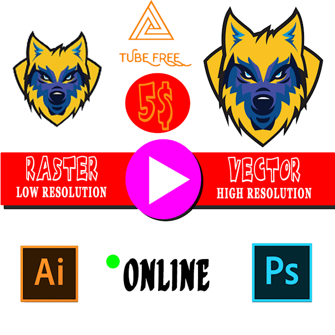 Redraw, vector tracing, vectorize logo image to vector by Tubefree | Fiverr