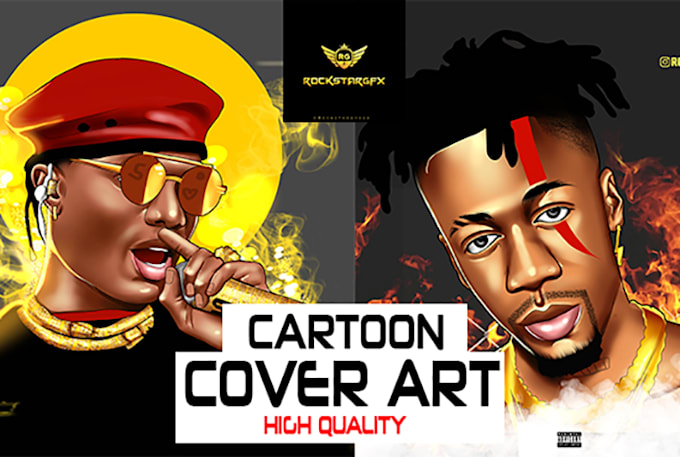 Make a cartoon music cover art for your song by Rockstarsawt | Fiverr