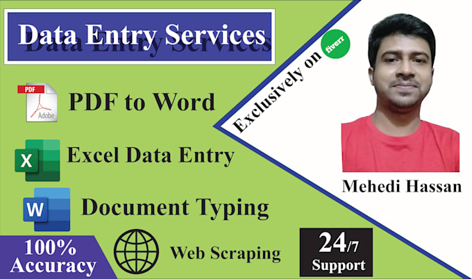 Do your data entry, typing , web research by Mehedihasan4987 | Fiverr