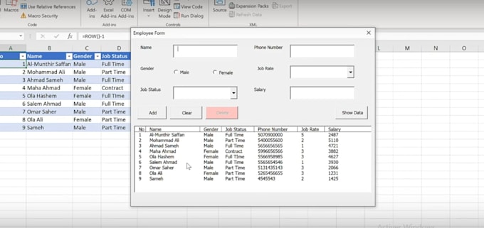 Develop the data entry interface for employees and products for excel ...