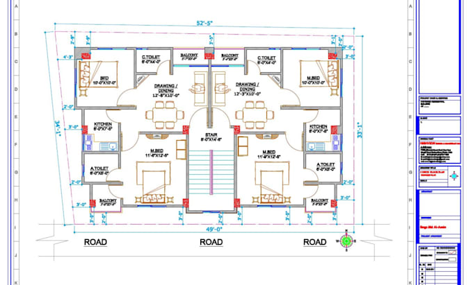 Create autocad 2d draw building design 2d floorplan by Mahadihasan167 ...