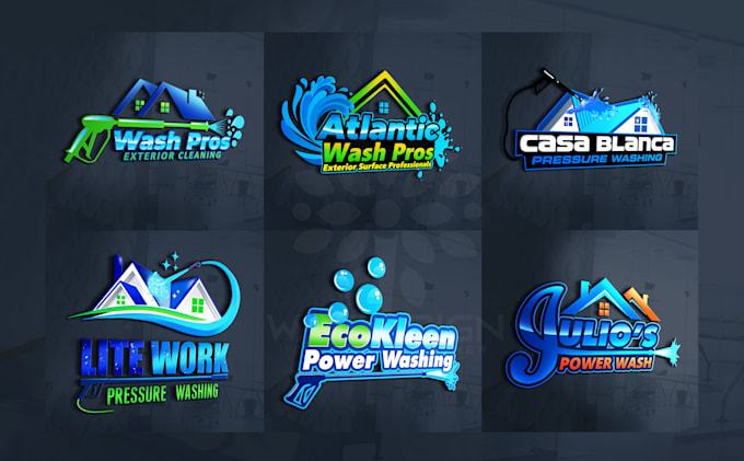 Design unique power washing, cleaning service and pressure washing logo ...