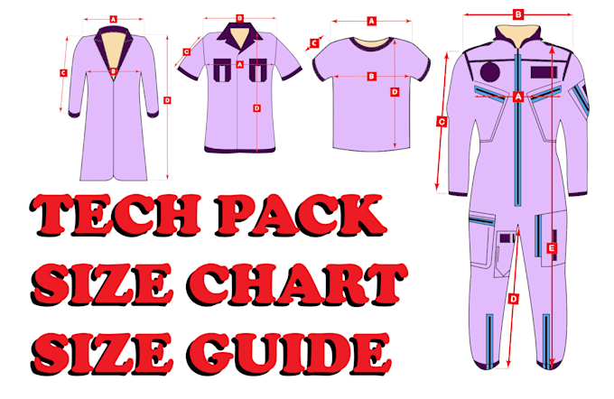 Do illustrations for tech pack, size chart, and size guide by ...