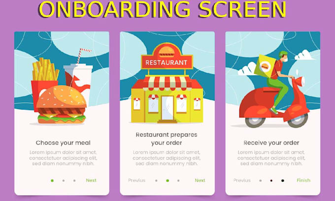 Design onboarding screens for ios and android app by Aghaahmad | Fiverr
