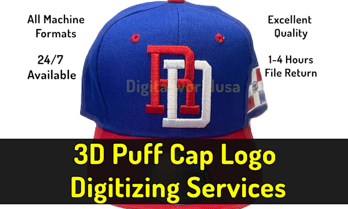 3d puff embroidery logo digitizing services in 2 hours by ...