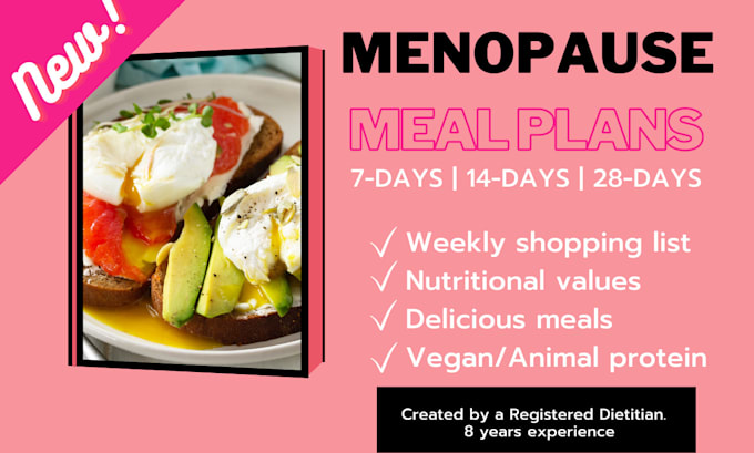 Give you a meal plan for menopause by Jacomienel | Fiverr