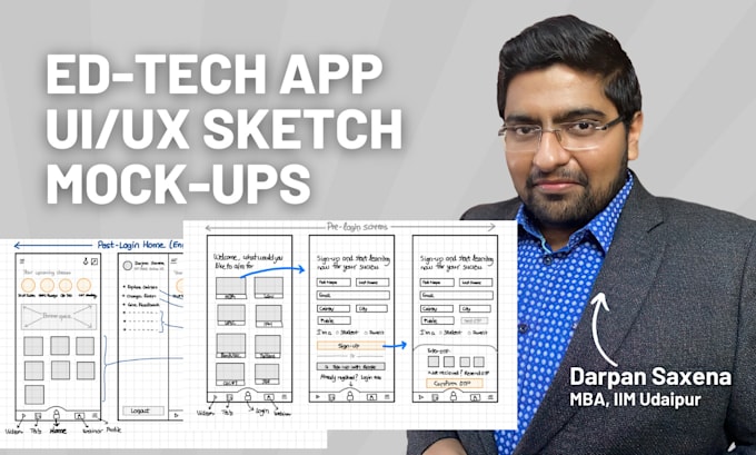 Create ui ux mockup sketches for edtech apps by Mbadarpansaxena | Fiverr