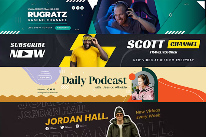 Design outstanding channel art youtube banner by Ruiallmeida | Fiverr
