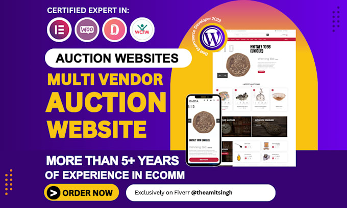 Build professional wordpress multi vendor auction bidding ecommerce website by Theamitsingh | Fiverr
