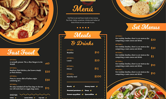 Design attractive food menu card, flyer, poster, banner,logo by Ateeq44 ...