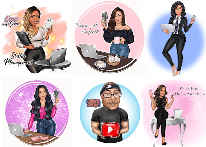 Draw vlogger blogger caricature podcaster youtube portrait logo by ...