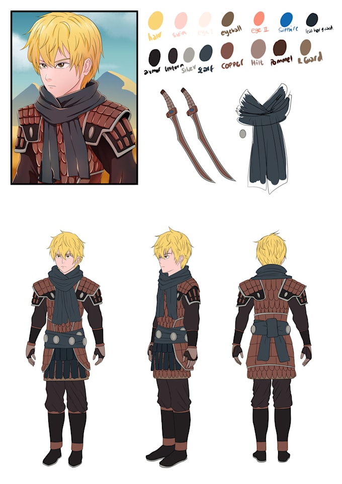 Create a character design sheet for comic, dnd, anime, etc by ...