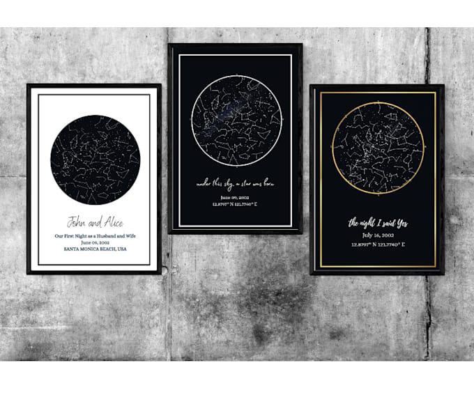 Personalized star map for your love ones by Abigayah | Fiverr