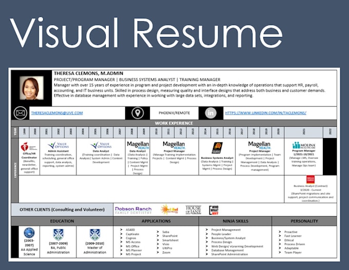 Create a visual representation of your resume for you by Proditty | Fiverr