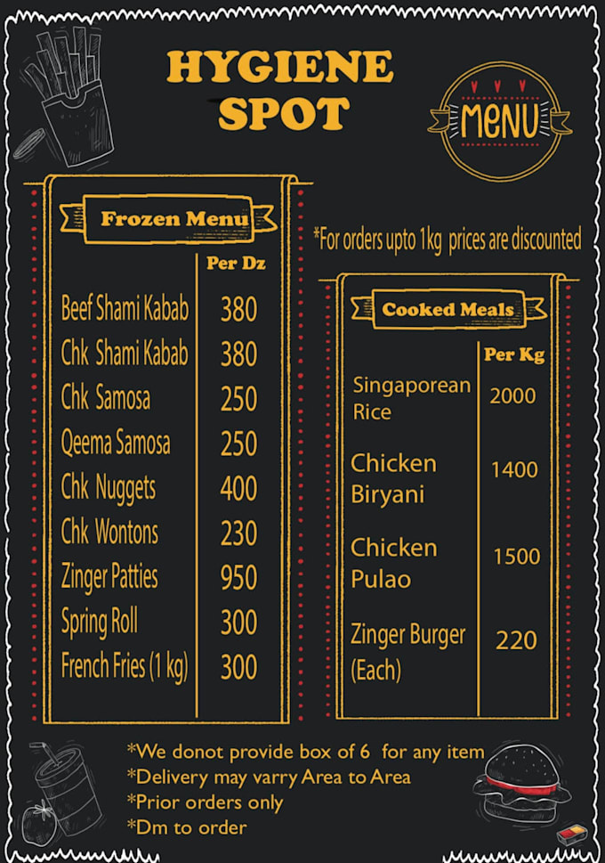 Make a unique and profesional menu card to represent your business by ...