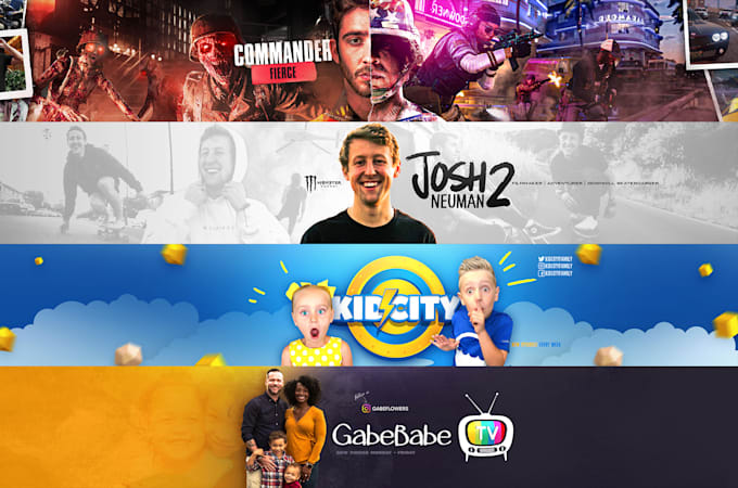 Design a unique youtube banner and logo, channel art by Pixmind | Fiverr