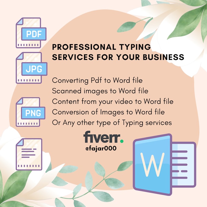 Do accurate extra fast typing, retype scanned pages, pdf conversion, pro typist by Fajar000 | Fiverr