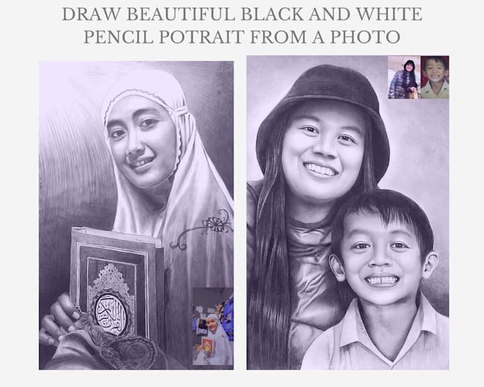 Draw realistic black and white pencil potrait by Sultanpensil23 | Fiverr