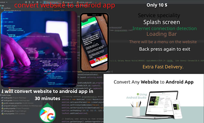 Convert website to android app web view in 30 minures by Ajij11 | Fiverr